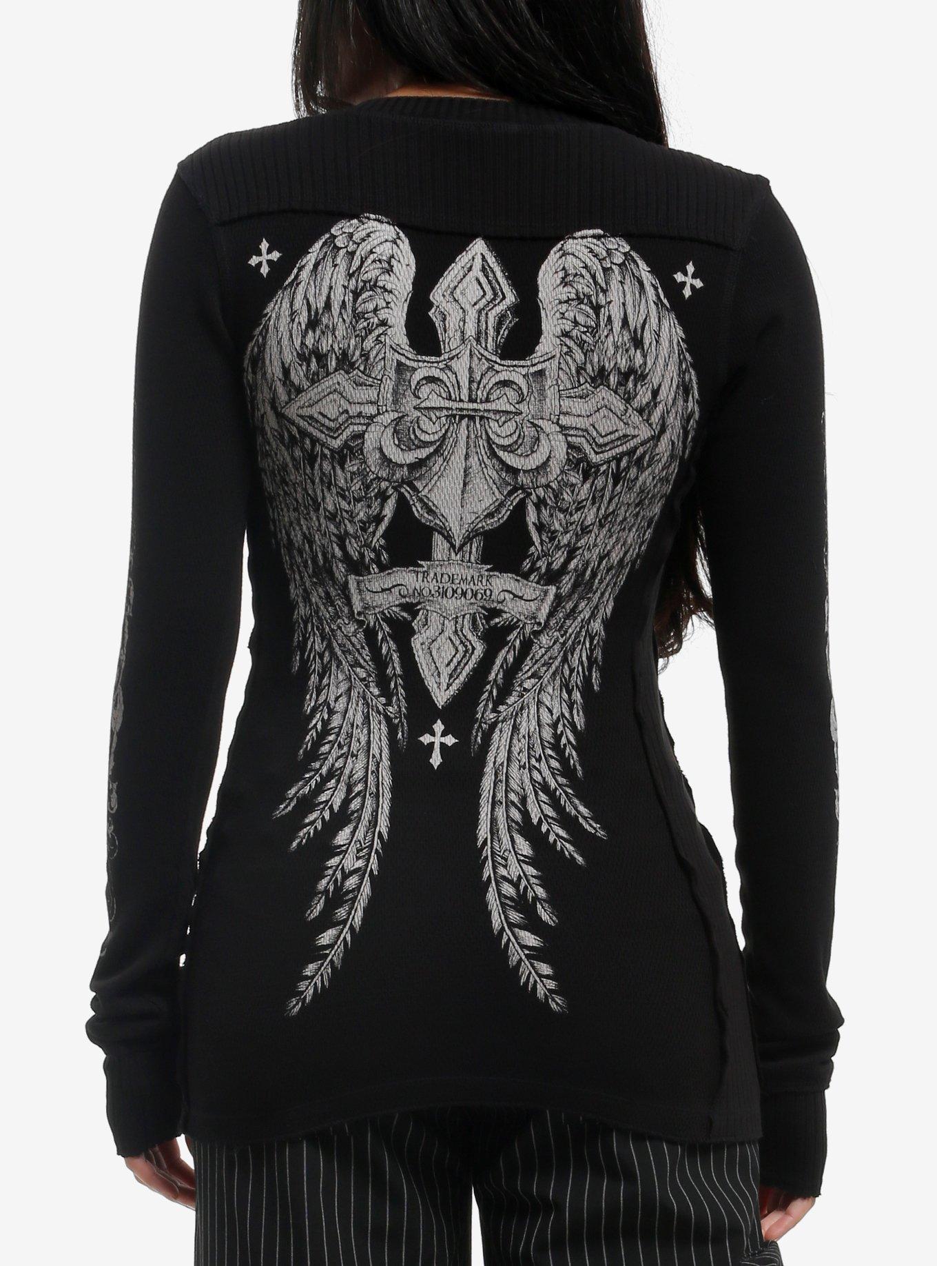 Affliction Winged Cross Girls Thermal Top | Hot Topic