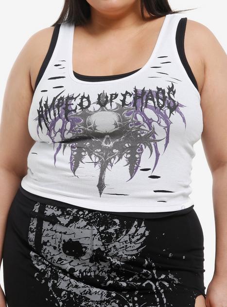 Social Collision Amped Up Chaos Skull Layered Girls Tank Top Plus Size ...