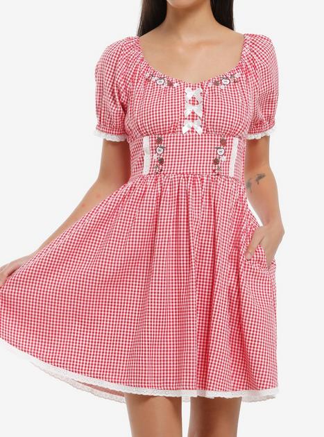 Thorn & Fable Red Gingham Apple Dress | Hot Topic