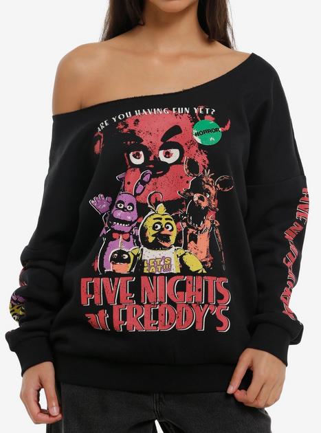 Five Nights At Freddy's Group Girls Off-Shoulder Sweatshirt | Hot Topic