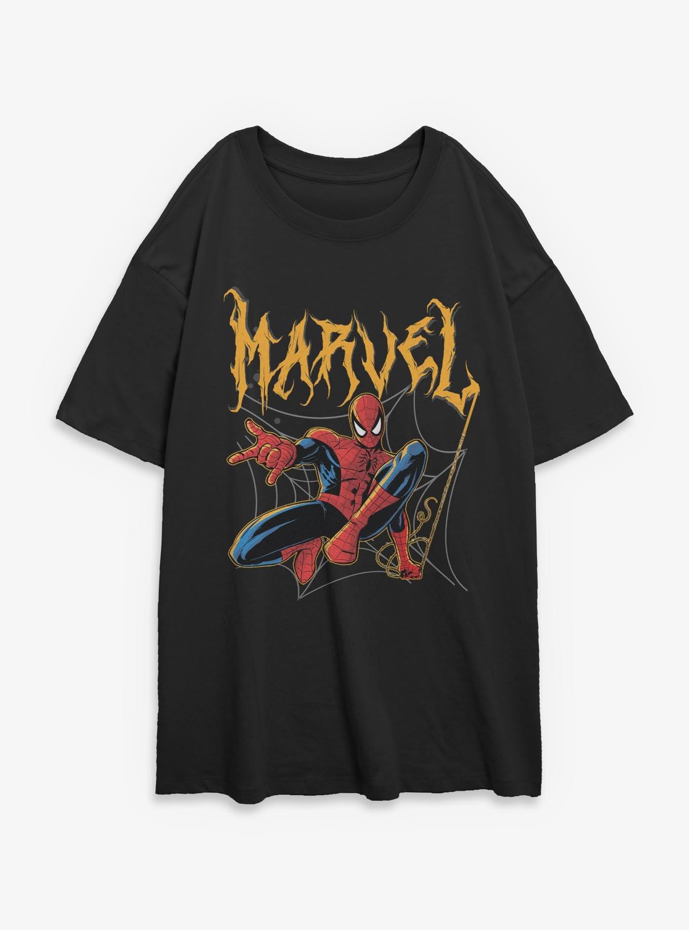 Marvel Spider-Man Spooky Spider Swing Womens Oversized T-Shirt - BLACK ...
