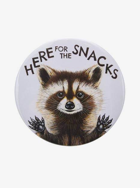 Here For Snacks Raccoon 3 Inch Button | Hot Topic