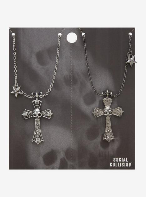 Social Collision Skull Star Cross Best Friend Necklace Set | Hot Topic