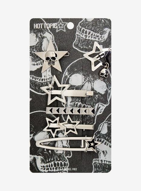 Silver Star Skull Hair Clip Set | Hot Topic