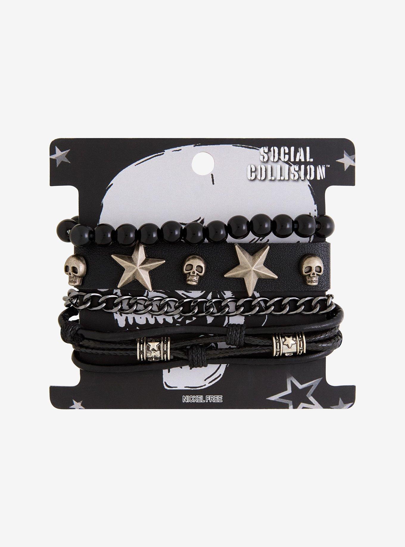 Social Collision Star Skull Stud Bracelet Set | Hot Topic