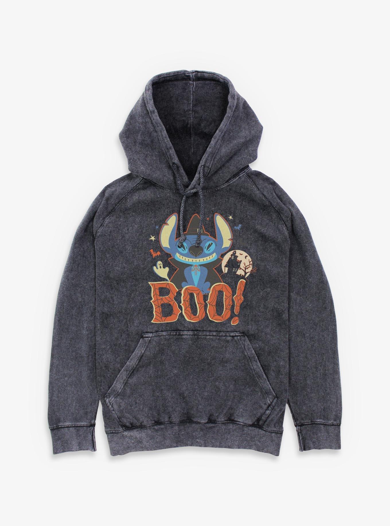 Disney Lilo & Stitch Boo Stitch Mineral Wash Hoodie - BLACK | BoxLunch