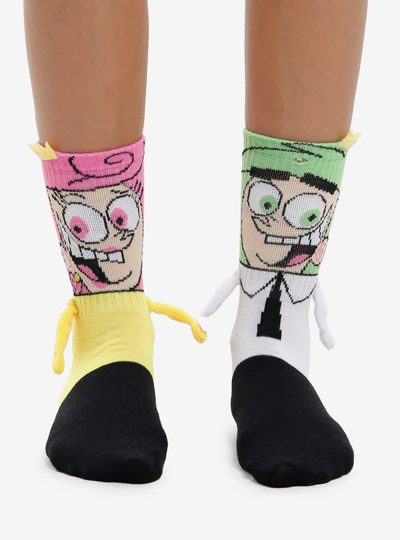 The Fairly OddParents Cosmo & Wanda Magnetic Arms Mismatch Crew Socks ...