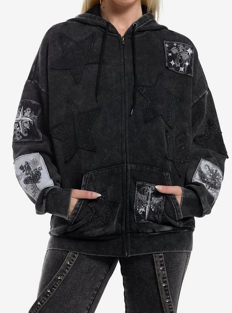 Social Collision Dark Star Patch Girls Hoodie | Hot Topic