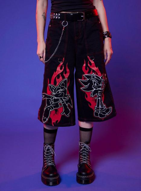 Sonic The Hedgehog Shadow & Rouge Jorts With Side Chain | Hot Topic