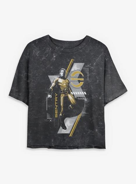 Marvel Thunderbolts* Sentry Womens Mineral Wash Crop T-Shirt - BLACK ...