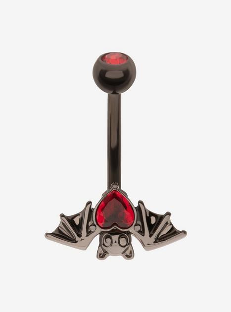 14G Steel Black Upside Down Bat Navel Barbell | Hot Topic