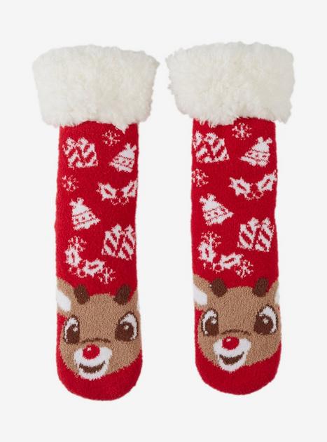 Rudolph The Red-Nosed Reindeer Cozy Slipper Socks | Hot Topic