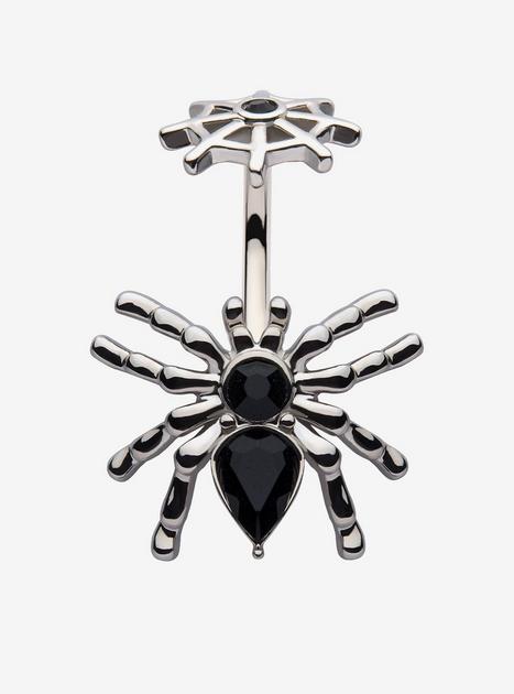 14G Steel Silver Spider Navel Barbell | Hot Topic