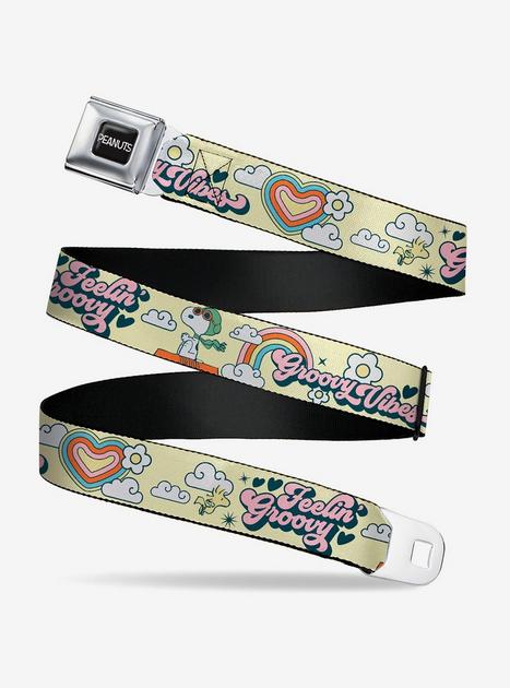 Peanuts Snoopy Flying Ace and Woodstock Groovy Quotes Seatbelt Buckle ...
