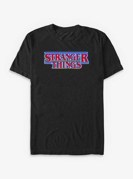 Stranger Things Blue Glow Logo T-Shirt - BLACK | Hot Topic