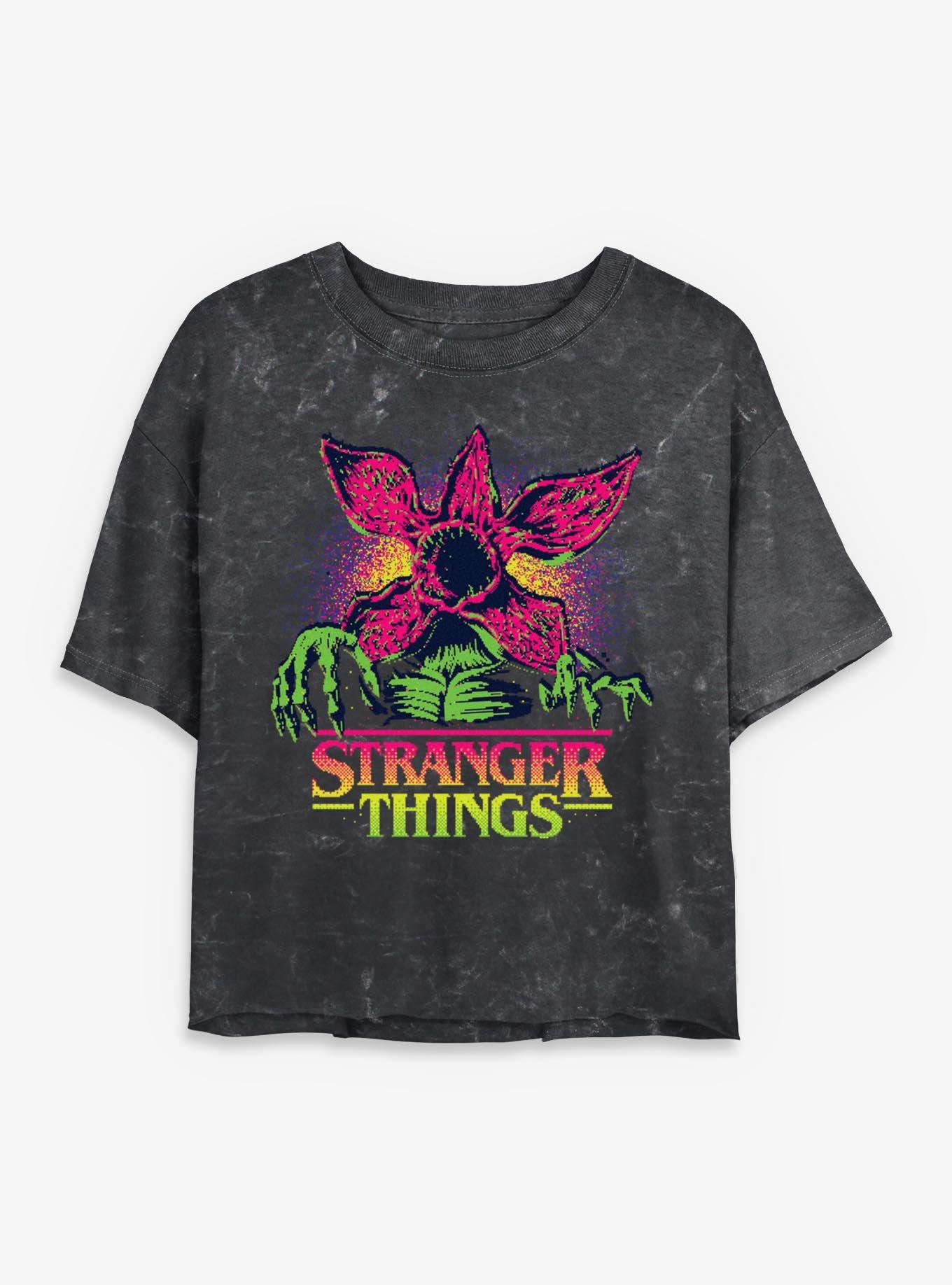 Stranger Things 8-Bit Demogorgon Videogame Girls Mineral Wash Crop T ...