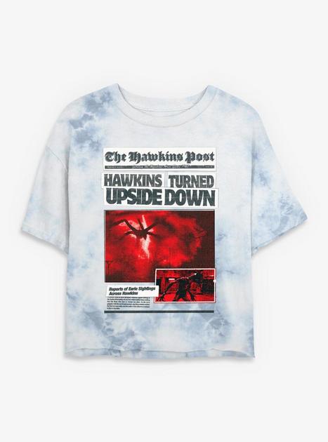 Stranger Things The Hawkins Post Girls Tye-Dye Crop T-Shirt - MULTI ...