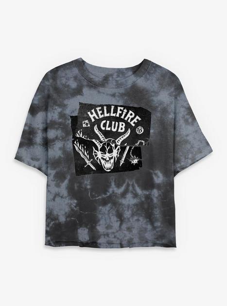 Stranger Things Hellfire Club Torn Flyer Girls Tye-Dye Crop T-Shirt - MULTI | Hot Topic