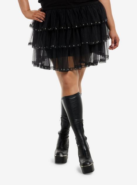 Social Collision Black Tulle Grommet Mini Skirt Plus Size | Hot Topic