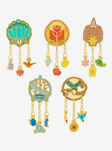 Disney Princess Stained Glass Dangling Charms Blind Box Enamel Pin ...
