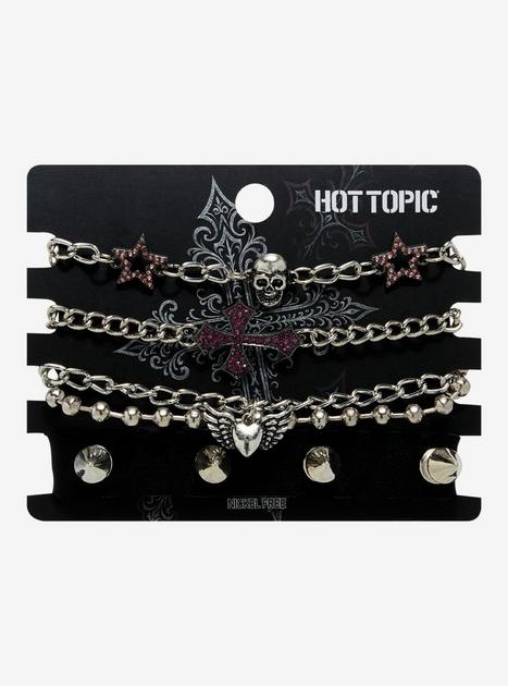 Pink Star & Cross Rhinestone Bracelet Set | Hot Topic