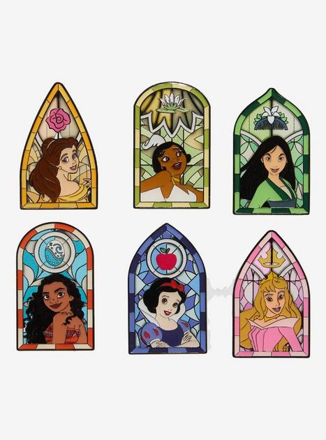 Loungefly Disney Princess Stained Glass Window Blind Box Enamel Pin Hot ...