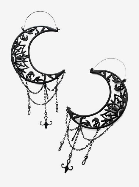 Steel Black Crescent Moon Plug Hoop 2 Pack | Hot Topic