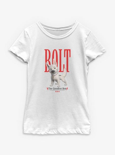 Disney Bolt The Goodest Boy Red Text Youth Girls T-Shirt - WHITE | BoxLunch