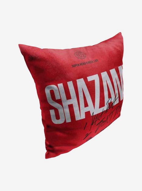 DC Comics Shazam Check List Throw Pillow | BoxLunch