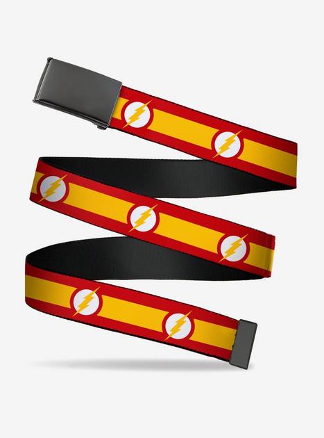 DC Comics The Flash Logo Stripe Clamp Buckle Belt | Hot Topic