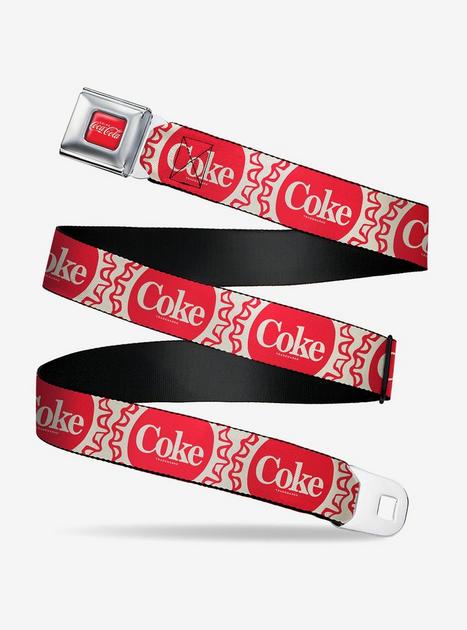 Vintage Coke Bottle Caps Red Seatbelt Buckle Belt | Hot Topic