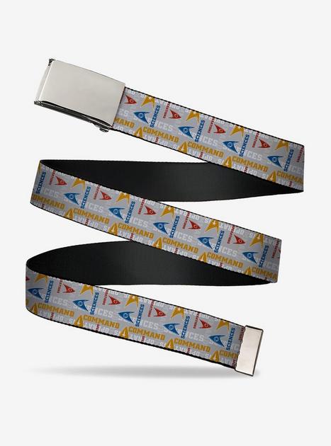 Star Trek Starfleet Insignias and Text Collage Multi Clamp Buckle Belt ...