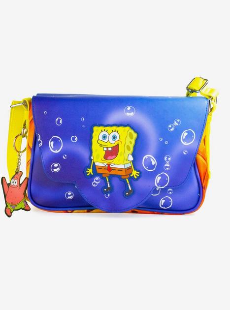 SpongeBob SquarePants Excited Full Body Pose Applique Crossbody Bag ...
