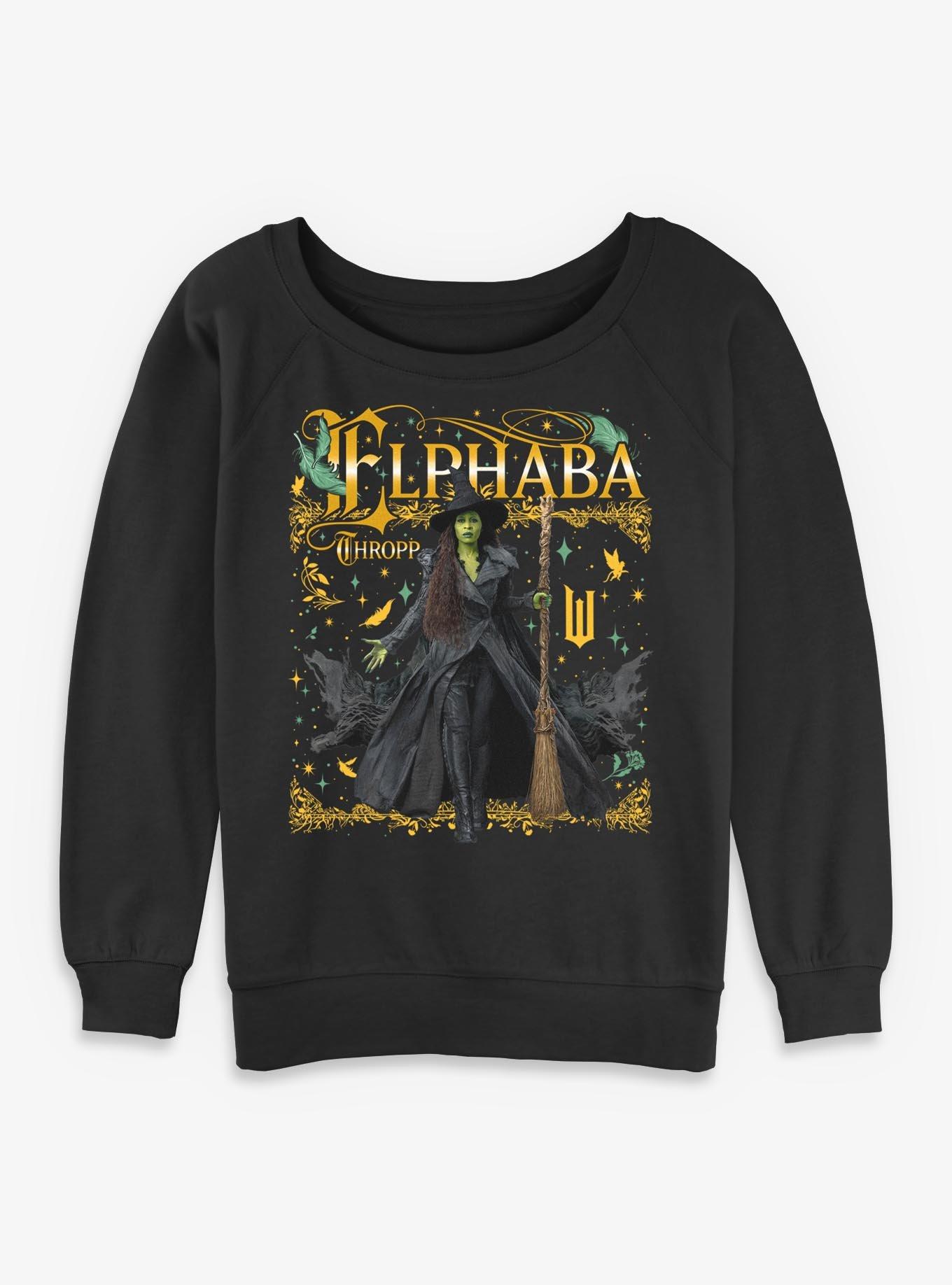 Wicked Elphaba Thropp Girls Slouchy Sweatshirt Hot Topic Exclusive ...