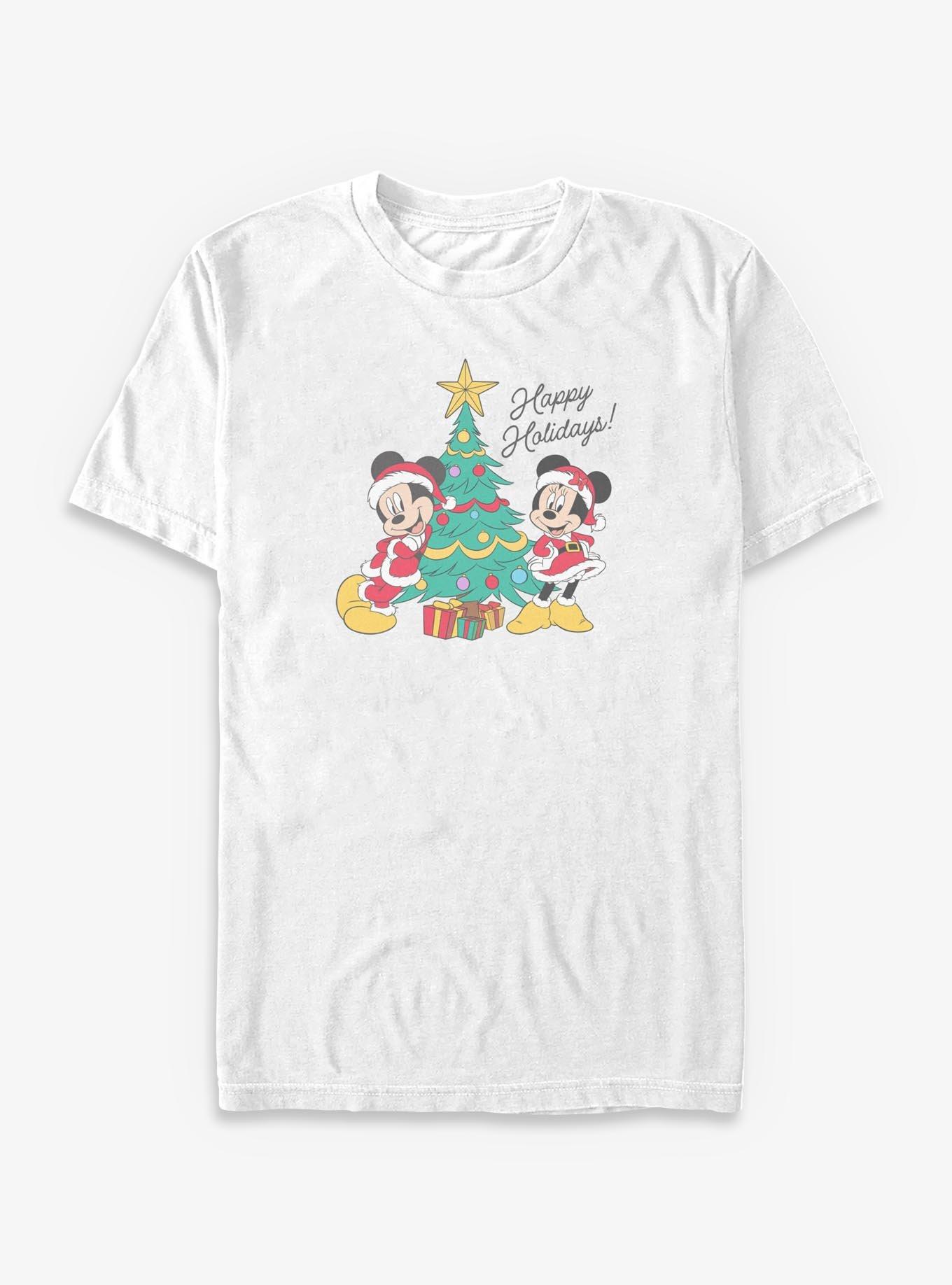 Disney Mickey Mouse & Minnie Mouse Happy Holidays Big & Tall T-Shirt - WHITE | BoxLunch