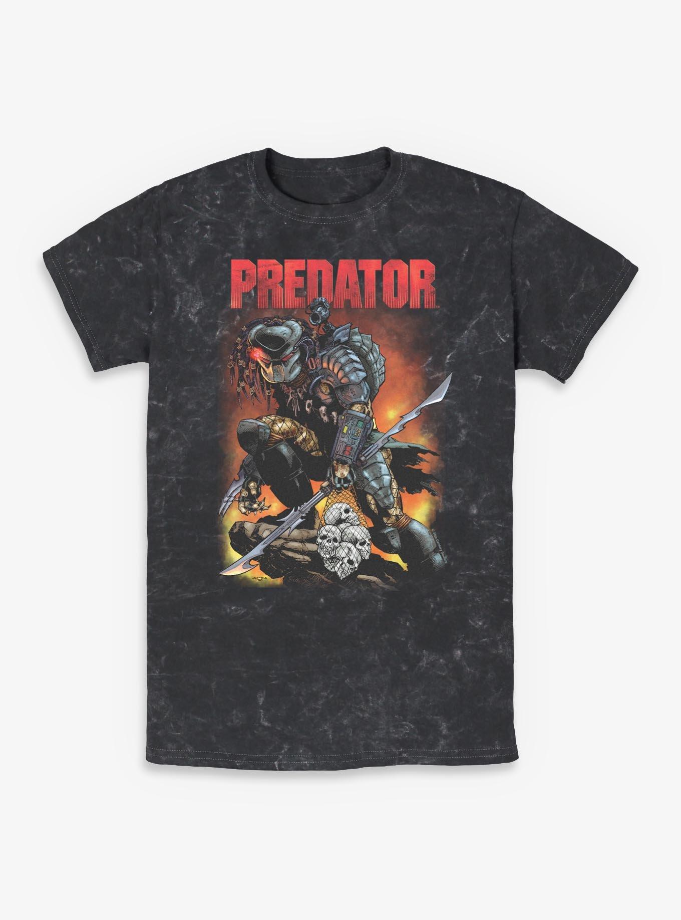 Alien Predator Skull Sack Mineral Wash T-Shirt - BLACK | Hot Topic