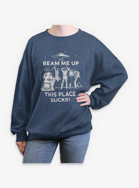Stranger Things Beam Me Up Girls Oversized Sweatshirt - BLUE | Hot Topic