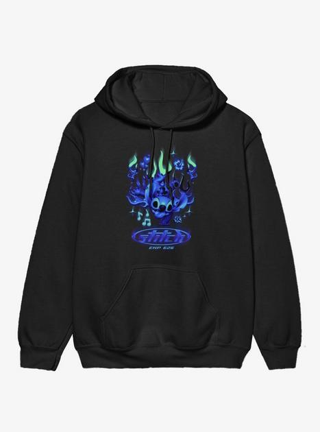 Disney Lilo & Stitch Stitch Y2K Blue Chrome Flames Hoodie | BoxLunch