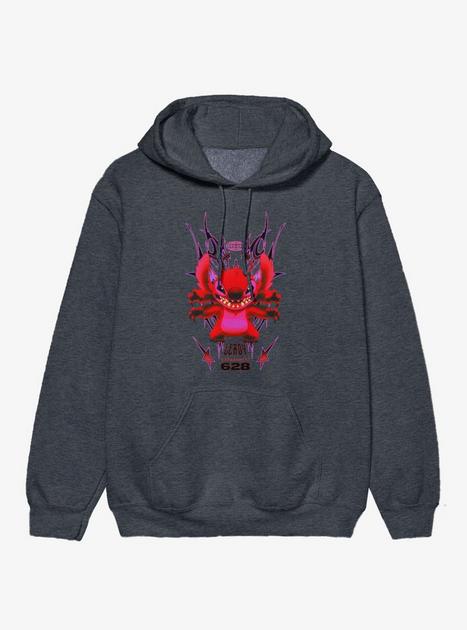 Disney Lilo & Stitch Leroy 628 Y2K Flames Hoodie - GREY | BoxLunch