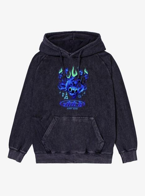 Disney Lilo & Stitch Stitch Y2K Blue Chrome Flames Hoodie - BLACK | Hot ...