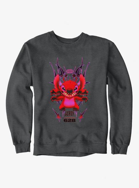 Disney Lilo & Stitch Leroy 628 Y2K Flames Sweatshirt - GREY | Hot Topic