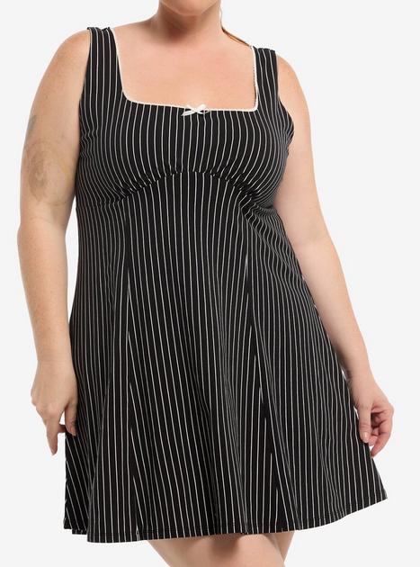 Social Collision Black & White Pinstripe Tank Dress Plus Size | Hot Topic