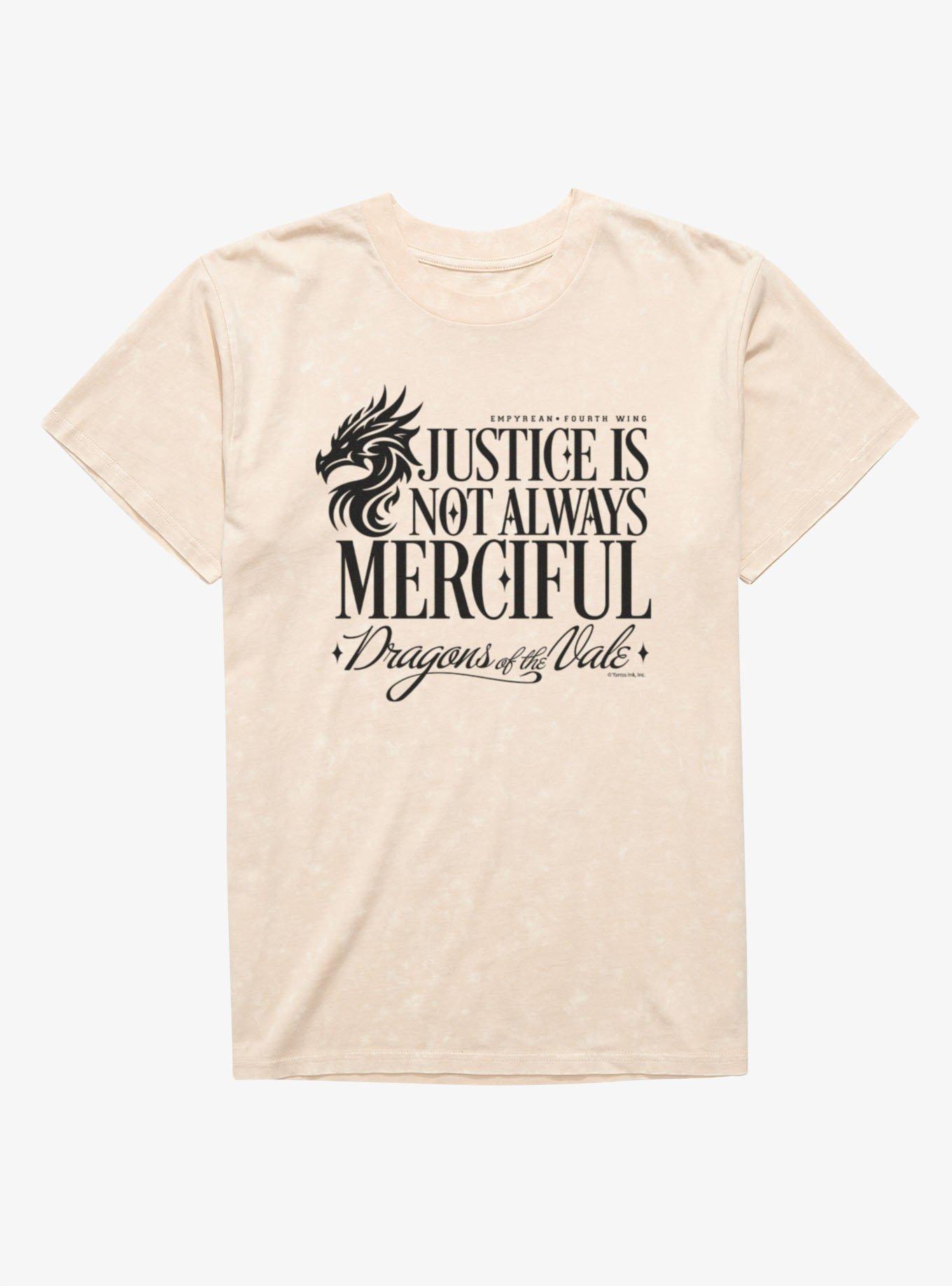 Fourth Wing The Empyrean Justice Is Not Merciful Mineral Wash T-Shirt ...