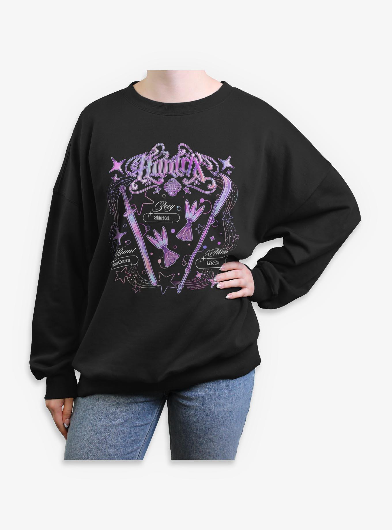 Kpop Demon Hunters Huntrix Weapons Girls Oversized Sweatshirt - BLACK ...