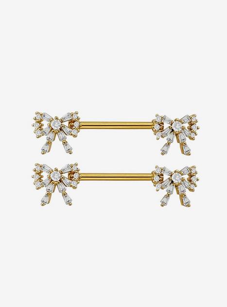 Steel Gold Bling Bow Navel Barbell 2 Pack | Hot Topic