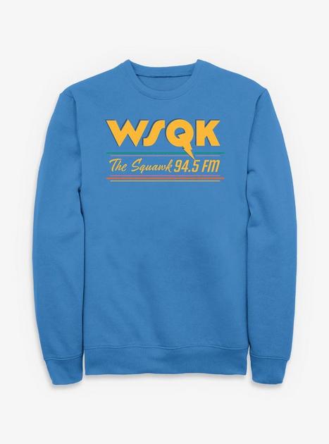 Stranger Things WSQK Radio The Squawk Sweatshirt - BLUE | Hot Topic