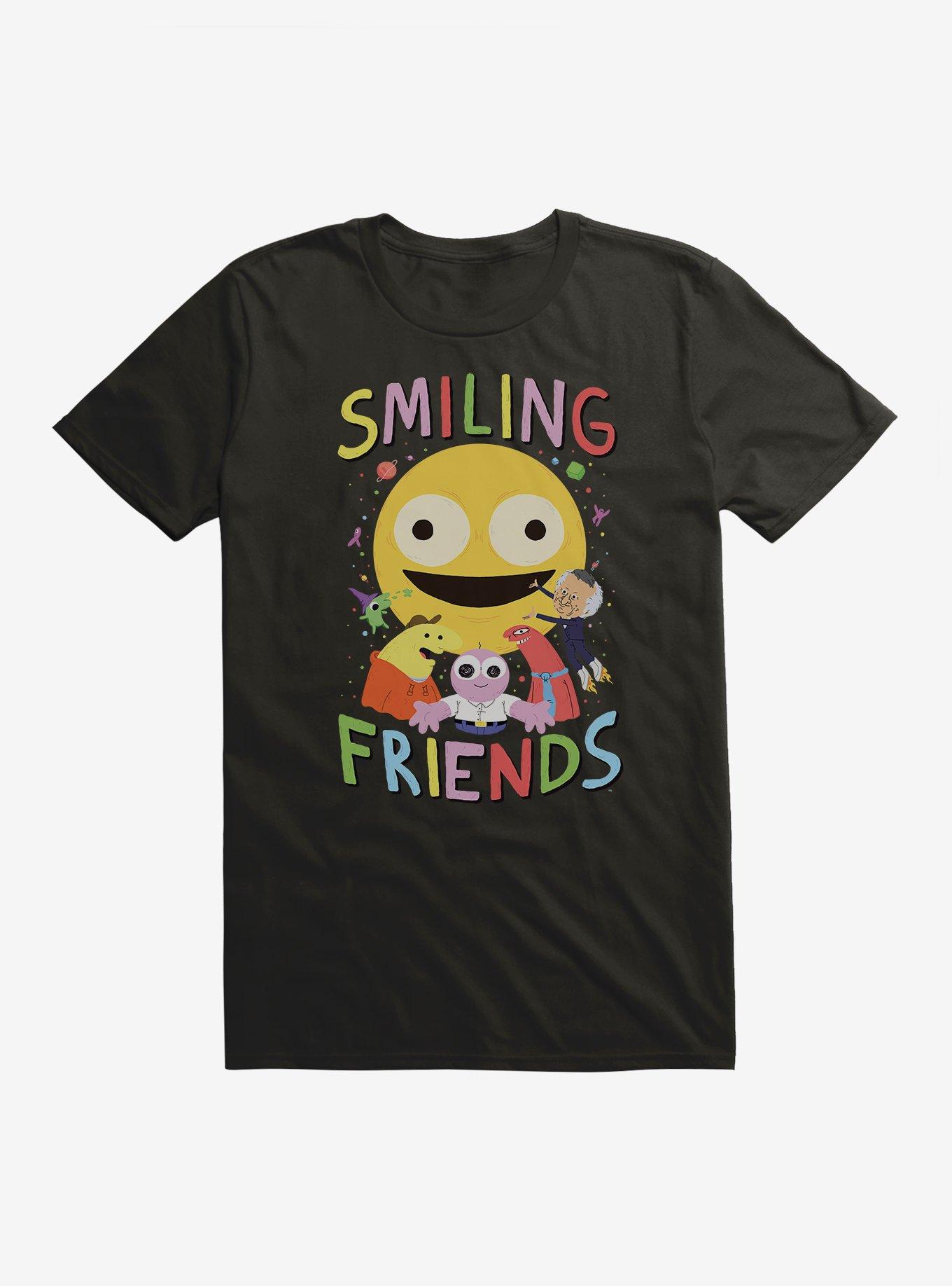Smiling Friends Hugs All Around Extra Soft T-Shirt - BLACK | Hot Topic