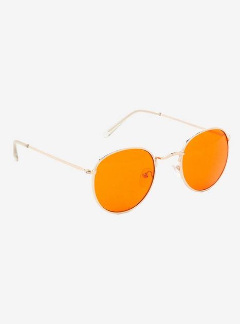 Dyllon Orange Round Sunglasses | Hot Topic