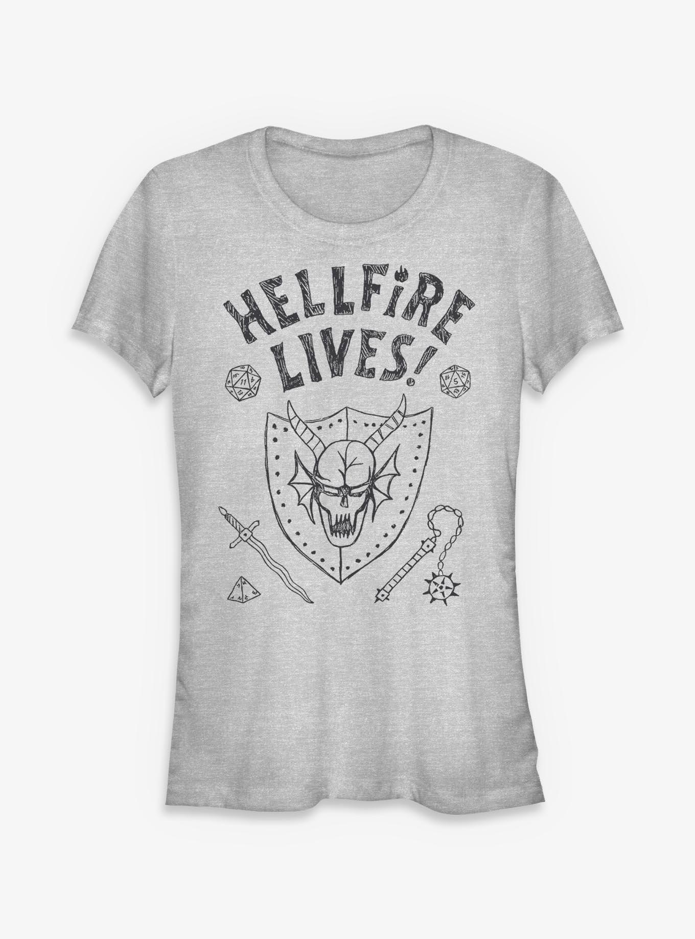 Stranger Things Hellfire Lives Marker Girls T-Shirt - GREY | Hot Topic