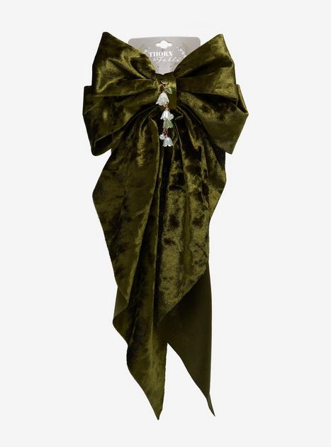 Thorn & Fable Green Velvet Flower Hair Bow | Hot Topic